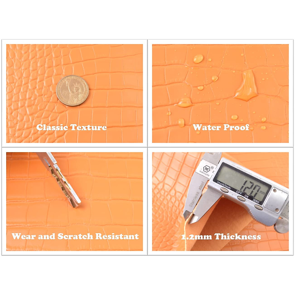 Wento Alligator Skin PU Leather Fabric Faux Leather Fabric Crocodile Fabric Leather Upholstery Fabric by The Yard