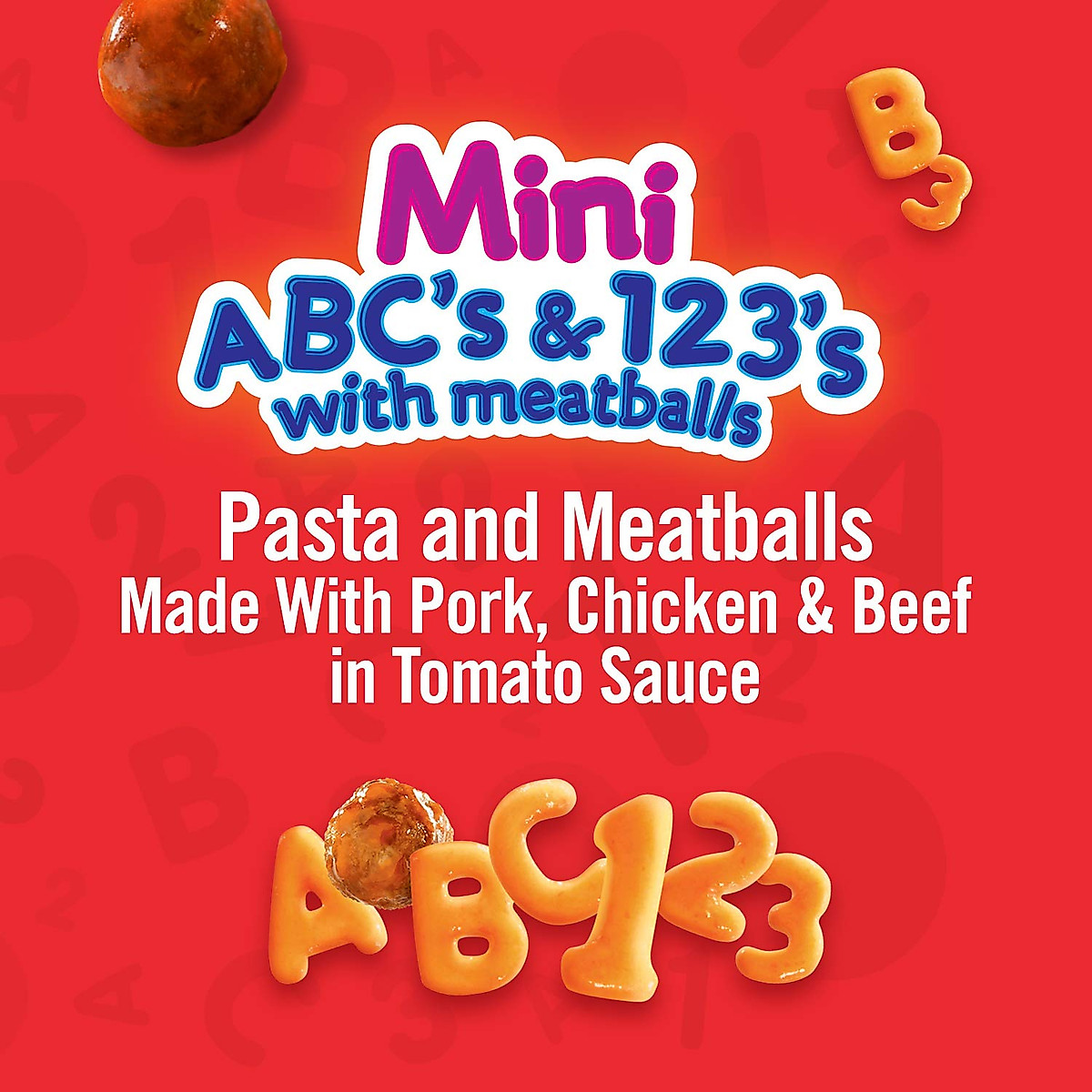 Chef Boyardee Mini ABC's and 123's with Meatballs, Microwave Food, 7.5 OZ Microwavable Bowl (12 Bowls)