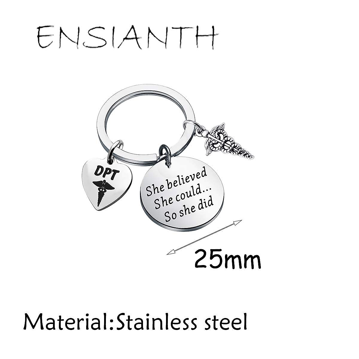 ENSIANTH DPT Gift Doctor of Physical Therapy Keychain She Believed She Could So She Did DPT Graduation Gift (DPT She Believed KR)