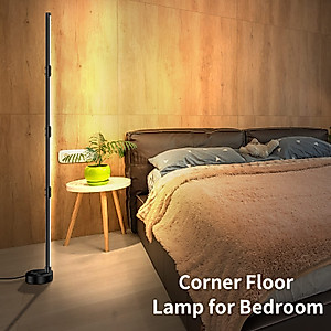 Skenia LED Corner Floor Lamp, RGB+Warm White Corner Lamps Floor Lamps, 16 Millions Color Changing Ambient Corner LED Light with Music Sync, Smart App and Voice Control Compatible with Alexa Mood Light