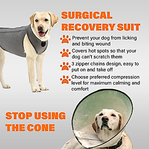 NeoAlly Upgraded Dog Surgical Recovery Suit Cone Alternative Onesie Post Surgery Wear Protects Abdominal Wounds and Skin Anti Licking, Aids Hot Spots, and Provides Anti Anxiety Relief