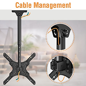 ELIVED Ceiling TV Mount Fits Most 26-65 Inch LED, LCD OLED Flat Screen TVs, Full Motion Height Adjustable TV Mount Bracket, Swivel and Tilt TV Bracket, Max VESA 400x400mm, Holds up to 99 lbs. YD3015