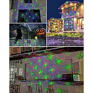 Lunhoo 16 Patterns Christmas Moving Laser Lights, RGB Outdoor Laser Projector, Garden Christmas Decorative Lights for Indoor, Outdoor, Home, Garden
