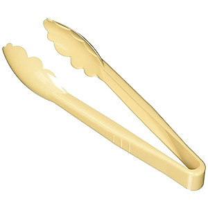 New Star Foodservice 35629 Utility Tong, High Heat Plastic, Scalloped, 9 inch, Set of 12, Beige