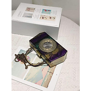 Creative Alarm Clock Package Handbag Women Real Clock Purse Crocodile Pattern Retro Watch Fashion Women's Shoulder Bag Handbags Dropship Steampunk Bags (Color)