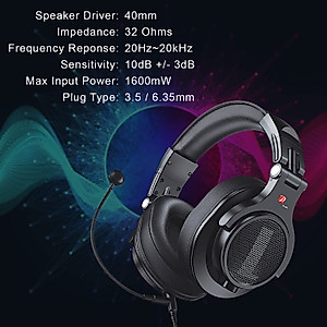 Prosonic DJ2KG Headsets with Boom Mic, Wired Over Ear Headphones for Business Meeting, Skype Zoom, PC Gaming,PS4, Xbox One, Discord, Podcast, Headset with SharePort & Volume Control (Black)
