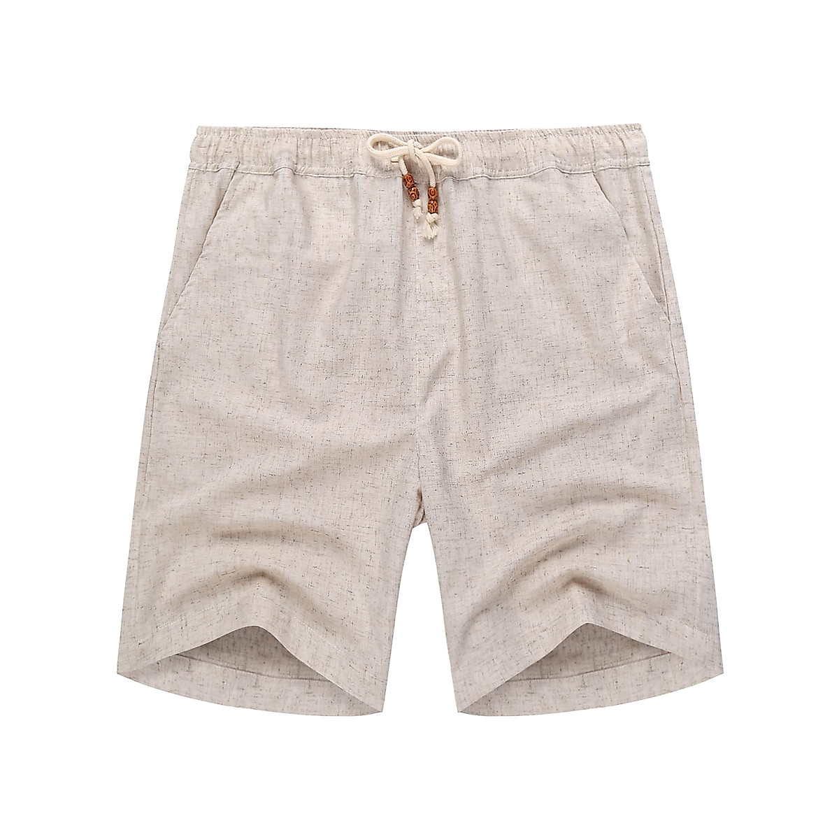 COOFANDY Mens Casual Linen Shorts Stretchy Drawstring Waistband Lounge Shorts Light Khaki