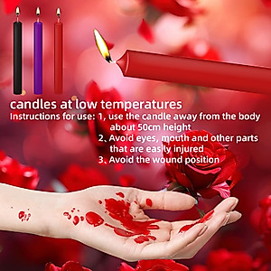 Red Rose Flower Scented Candle Set of 5, 2 Rose Shapes + 3 Long Low Temperature Candles, Romantic Ambiance Wax Play Candles for Date Night Romantic Wax Play Couple Wedding Anniversary Candles