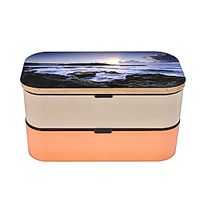 KOOLR Puerto Rico Beach Print Bento Box Adult Lunch Box With 2 Compartments Stackable For Work Picnic Leak Proof Bento Box