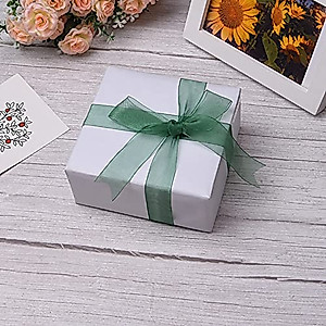 Hapeper 4 Rolls Sheer Chiffon Ribbons, 1 Inch Organza Ribbon for Wedding, Gift Wrapping, Valentines Bouquets, Party Decoration, 50 Yards/Roll (Green Series)