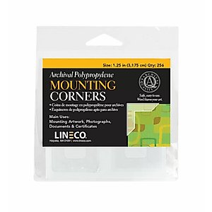 Lineco Archival Polypropylene Mounting Corners, Self Adhesive Clear Photo Corners, Acid-Free, 1.25 Inches, Mounting Artwork, Photographs, Documents.