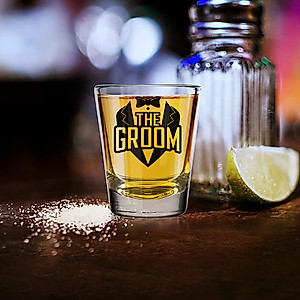 shop4ever The Groom and Groomsman Tuxedo Glass Shot Glasses Wedding Bachelor Party Shot Glasses (12 Pk, Groomsman Tux)