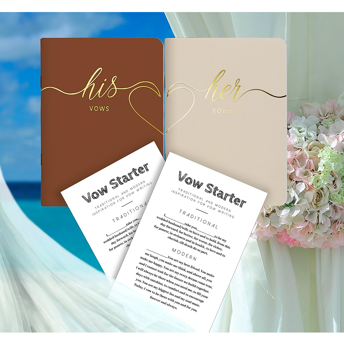 LSSH GmbH Wedding Vow Books,Original Vow Books His and Hers,Perfect Wedding Essentials for Your Wedding Day,28 Pages, 5.5" X 4" (Terracotta & beige)