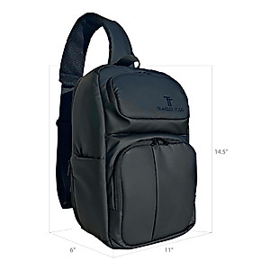 TRAVELERTODD 12L Anti theft Sling Backpack With RFID Pocket 13" Laptop Sleeve, A Modern Black Backpack, The #1 Sling Bag for EDC use and Travel