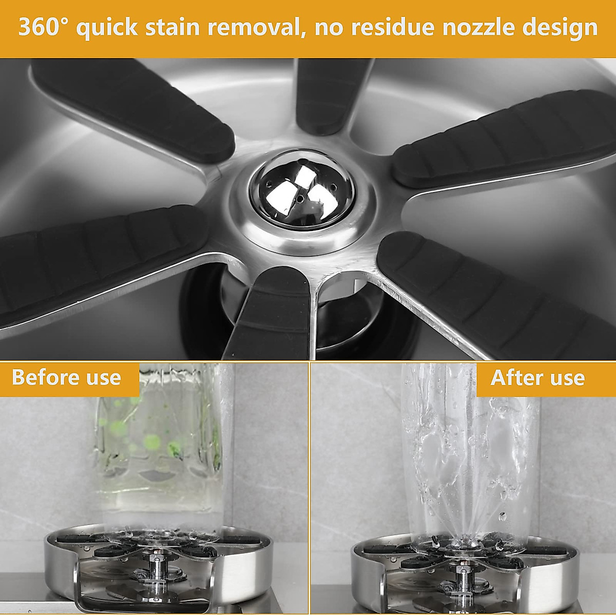 Icelily Glass Rinser for Kitchen Sink, Bottle Washer, Bar Glass Washer, Cup Cleaner Rinser, Faucet Glass Rinser, Kitchen Sink Accessories, Stainless Steel Brushed Nickel