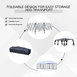 Outsunny 10' x 20' Pop Up Canopy with 6 Sidewall Mesh Netting, Outdoor Party Event Tent with Oxford Fabric Roof for Backyard Garden Patio, Cream White