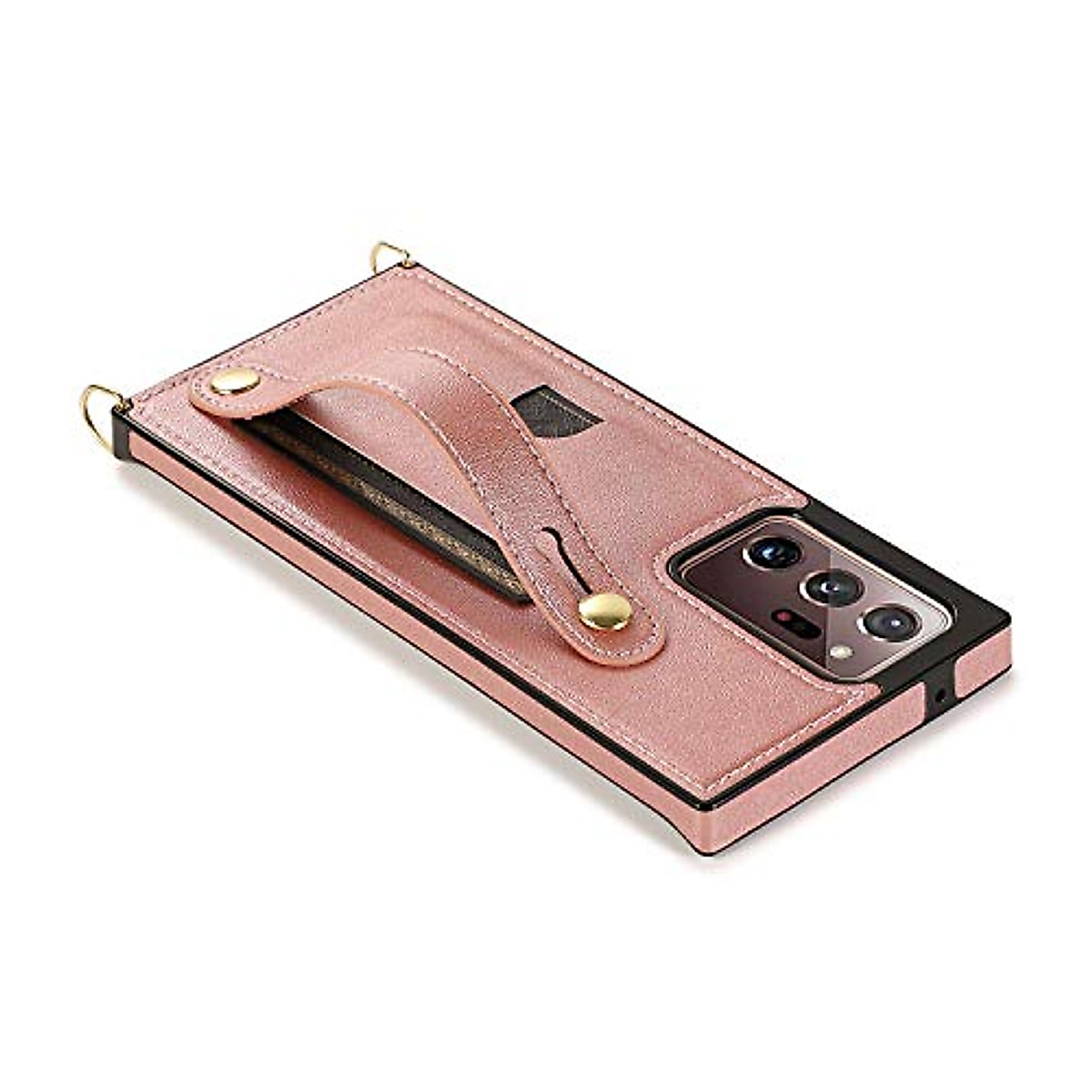 Samsung Galaxy Note 20 Ultra Case,ZYZX Removable Adjustable Leather Strap Crossbody Holders Case Neck Strap Lanyard Purse Shoulder Strap w/Kickstand Case for Samsung Galaxy Note 20 Ultra KB Rose Gold