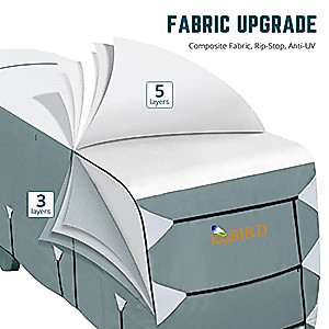 KING BIRD Upgraded Class C RV Cover, Extra-Thick 5 Layers Anti-UV Top Panel, Durable Camper Cover, Fits 29'- 32' Motorhome -Breathable, Watertight, Rip-Stop with 2Pcs Extra Straps & 4 Tire Covers