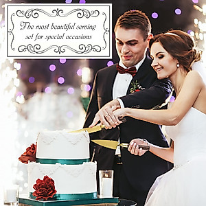 Emonya Wedding Cake Knife and Server Set, Cake Cutter,Stainless Steel Gold Cake Knife and Server Set Ideal for Wedding,Birthdays,Holiday,50th anniversary and Events,True Love (Set of 2)