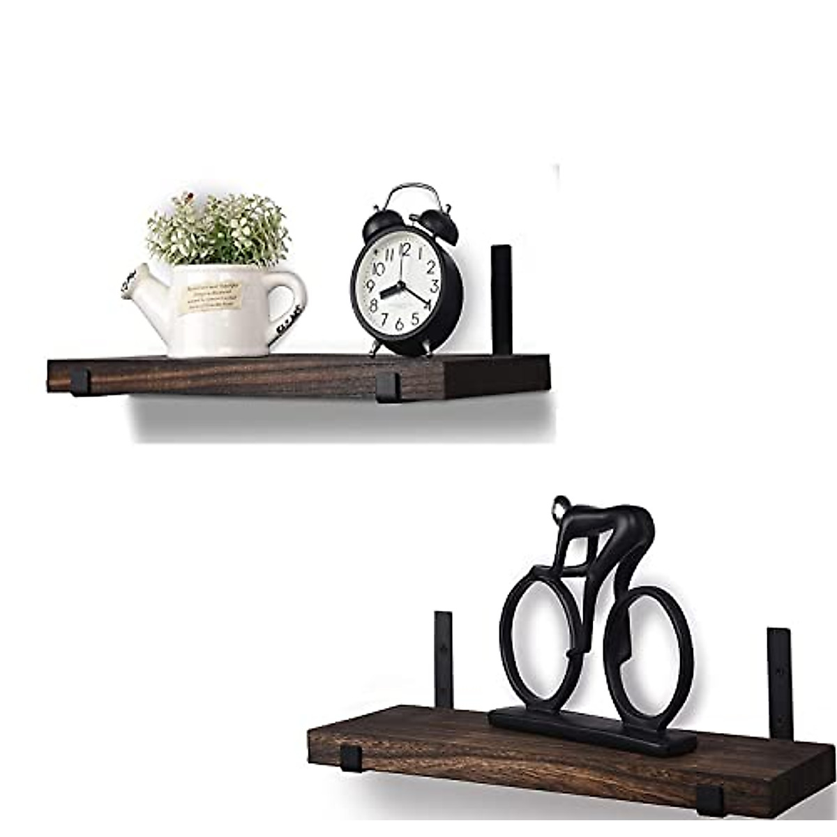 TheNext7 Wooden Floating Shelves Wall-Mounted with Hooks, Floating Shelves for Bedroom, Living Room, Bathroom, Kitchen, Office and More - Home/Office Decorative Display Stand - 24 X 6 in.