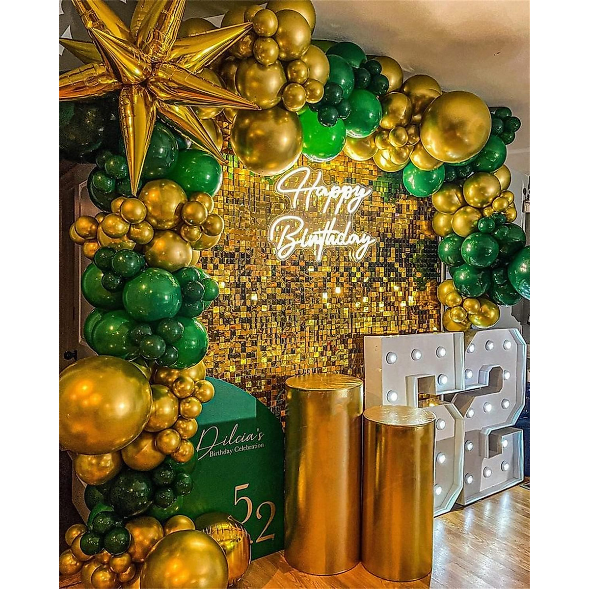 ADOINBY Green and Gold Balloon Arch Kit, 140Pcs Emerald Forest Hunter Dark Green Metallic Gold Balloon Garland Kit for Wedding, Engagements, Birthday, Baby Shower, Anniversary Party Decorations