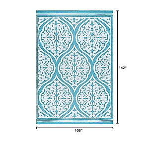 Reversible Plastic Straw, Water Resistant Outdoor Rug 9x12 for Patio, Deck, Porch, Camping, RV | Fade Resistant Outside Area Rugs for Patios | Size 8'10'' x 11'10''