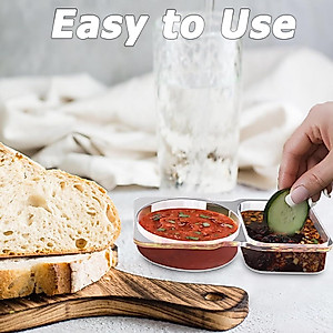 SEILETOO 40PCS Double Compartment Condiment Containers with Lids, 2025 New Disposable 2 Compartment Snack Containers, Plastic Bento Boxes for Office,Picnic,Microwave Safe