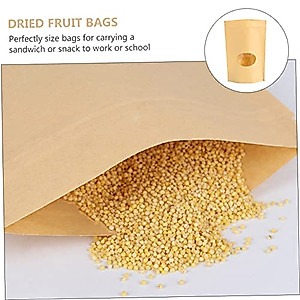 SOESFOUFU 50 Pcs Kraft Paper Bag Self-sealing Storage Pouches Greaseproof Paper Bags Kraft Snack Bags Zipper Paper Bags Practical Storage Pouches Bag Organizer Kraft Treat Bags