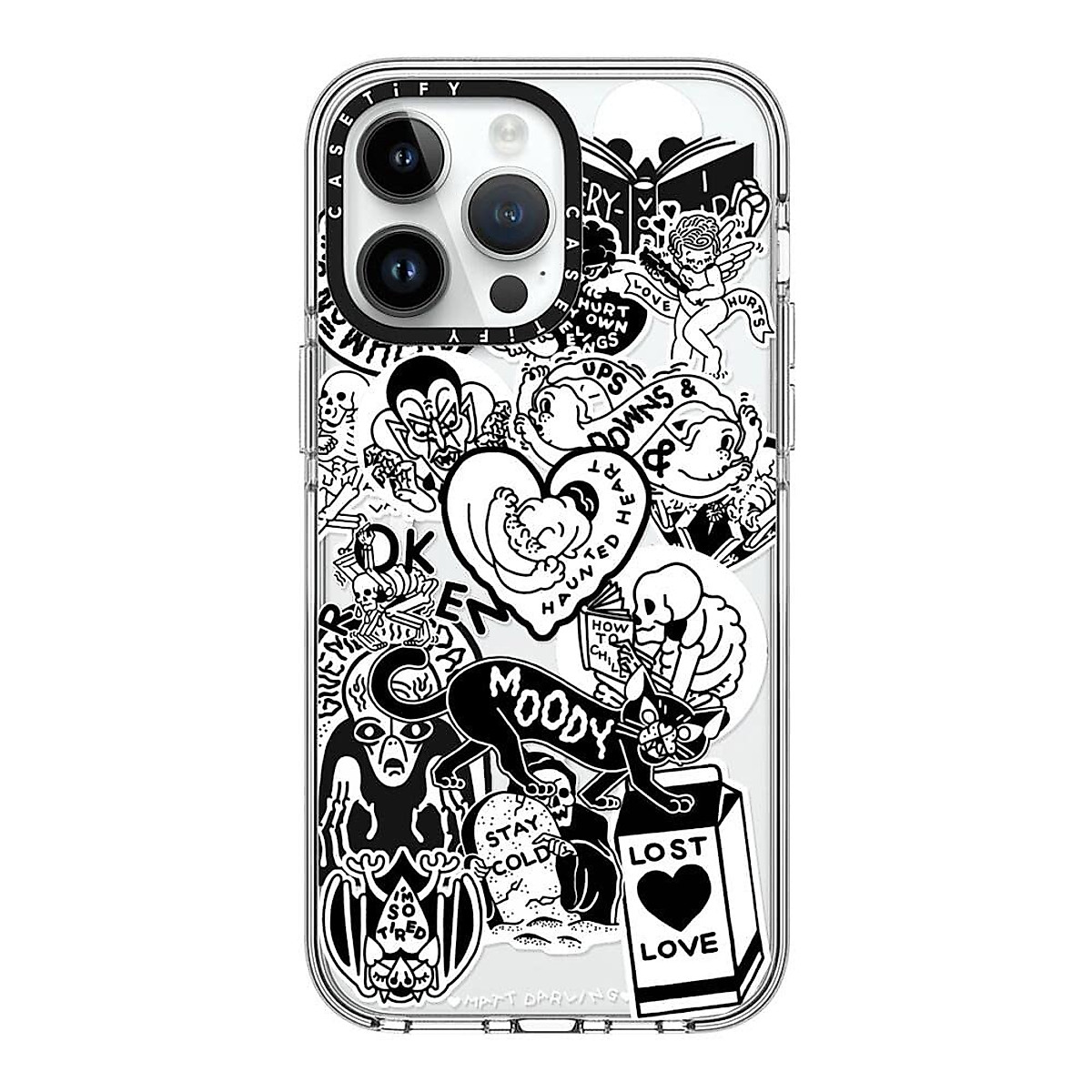 CASETiFY Clear iPhone 14 Pro Max Case [Not Yellowing / 6.6 ft. 3X Military Grade Drop Protection/Magsafe] - matt Darling Sticker Collage - Clear