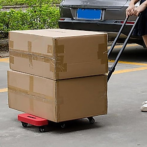 Platform Truck Portable Platform Truck Metal Flat Handtruck Load 110lb Folding Push Cart Small Moving Dolly Cart for Household Luggage Cart Reliable