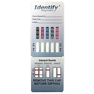 Identify Diagnostics Drug Test Cards - 5 Pack - 5 Panel Dip CLIA Waived Instant Urine Drug Test Kit for AMP,COC,MET,MOP/OPI,THC