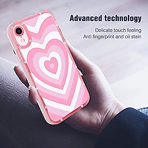AIGOMARA Compatible with iPhone XR Case Pink Heart Print Cute Pink Heart Pattern Case for Women Girl Full Camera Protective Soft TPU Shockproof Phone Cover for iPhone XR