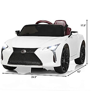 Costzon Ride on Car, Licensed Lexus LC500, 12V Battery Powered Car w/Remote Control, 3 Speed, LED Lights, Horn, MP3&USB, Slow Start, Spring Suspension, Electric Vehicle for Boys& Girls (White)