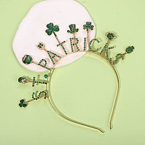 St. Patrick's Day Headband Festival Rhinestone Glitter Shamrock Hair Accessories Green Lucky Irish Clover Hair band Ornament for Women Girls Saint Patrick's Day Party Decorations Decor (ST.PATRICKS