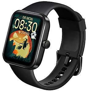 AlERTSEAL Smart Watch, Smart Watch for Android and iOS Phones, 1.7" Full Touch Screen Fitness Watch with Heart Rate, Blood Oxygen Monitor,Sleep Monitor, 5ATM Waterproof Smartwatch for Men Women Black