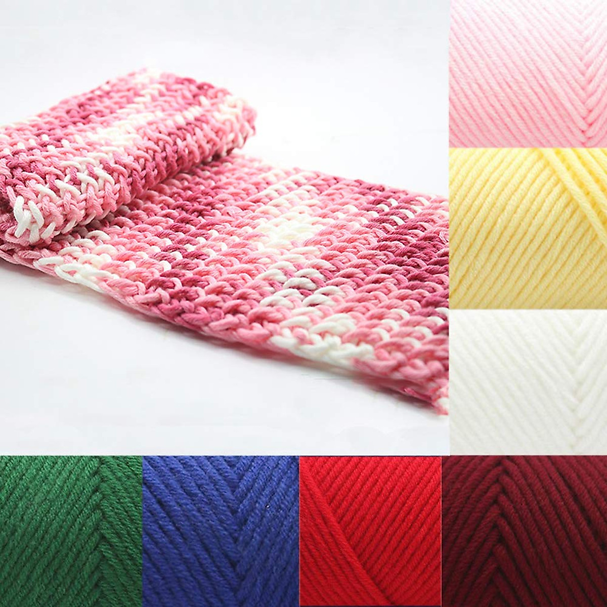 Knitting Coarse Wool,100g Multicolor Cotton Knitting Yarn, Hand-Knitted Woolen Yarn, Winter Knitting, Warm Gift for Mother, Grandmother and Woman- Blue