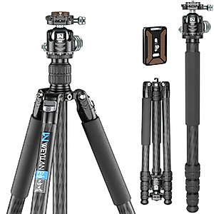 Professional Heavy Duty Carbon Fiber Tripod, ARTCISE 72.6'' Camera Tripod Monopod, 10-Layer Carbon Fibre Tube, 32.5mm Leg with Panorama 44mm Tripod Ball Head for Canon Sony DSLR SLR Digital Camcorder