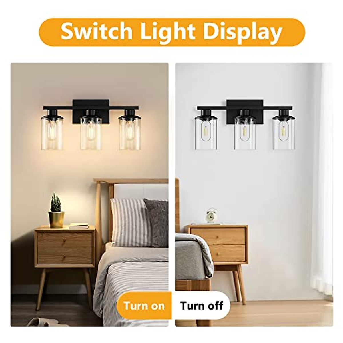 RyaHQ Bathroom Light Fixtures Over Mirror Bathroom Vanity Light Fixture 3 Light Vanity Lights for Bathroom Vanity Lighting Fixtures Wall Sconce Wall Lamp Wall Light Fixtures Black