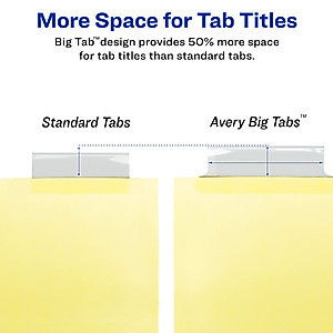 Avery 8-Tab Binder Dividers, Insertable Clear Big Tabs, 1 Set (11112)