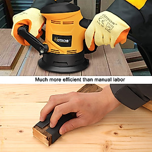 Hoteche Random Orbital Sander 3.8-Amp/450W 5-Inch Variable Speed Palm Power Sander 14,000 RPM Electric Drywall Sander Tool for Woodworking with Dust Collector and 5Pcs Sand Papers