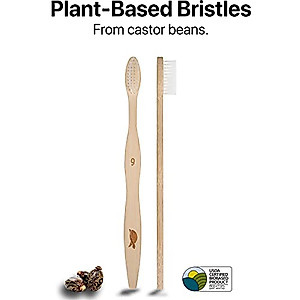 SeaTurtle Plant-Based Bristles, Bamboo Toothbrushes, Individually Sealed, Soft Nautral Toothbrush for Adults, 10 Pack