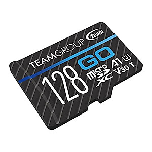 TEAMGROUP GO Card 128GB Micro SDXC UHS-I U3 V30 4K for GoPro & Drone & Action Cameras High Speed Flash Memory Card with Adapter for Outdoor, Sports, 4K Shooting, Nintendo-Switch TGUSDX128GU303