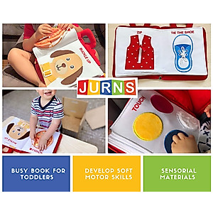 Jurns Quiet Book for Toddlers 1-3 Years Old - Montessori Travel Toys for Kids - Soft Cloth Children Book - Quiet Toys for Boys and Girls - Sensory Toddler Activities Book - Kid’s Gift Idea