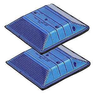 Blue Reflective Road Driveway Marker (2 Pack) - Fire Hydrant Blue Pavement Markers - DOT Peel-N-Stick Blue Reflective Road Marker
