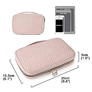 BAGSMART Jewelry Organizer Case Travel Jewelry Storage Bag for Necklace, Earrings, Rings, Bracelet, Soft Pink