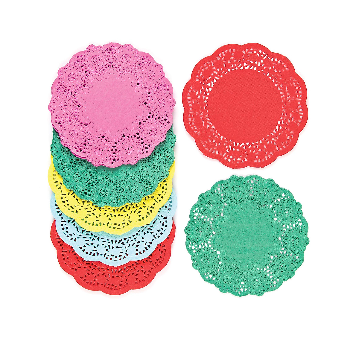 Baker Ross EV191 Colored Paper Doilies - Pack of 120, ⁠Creative Art Supplies for Children, Paper Crafts, Card Making, and Decorations, Multicolor