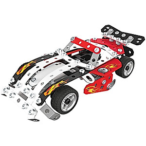 Meccano, 10-in-1 Racing Vehicles STEM Model Building Kit with 225 Parts and Real Tools, Kids Toys for Ages 8 and up
