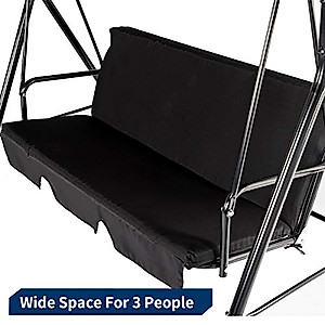 Esright Outdoor Patio Swing Chair, Canopy Porch Swing with Removable Cushion and Weather Resistant Powder Coated Steel Frame, Suitable for Patio, Garden, Poolside, Balcony, Backyard