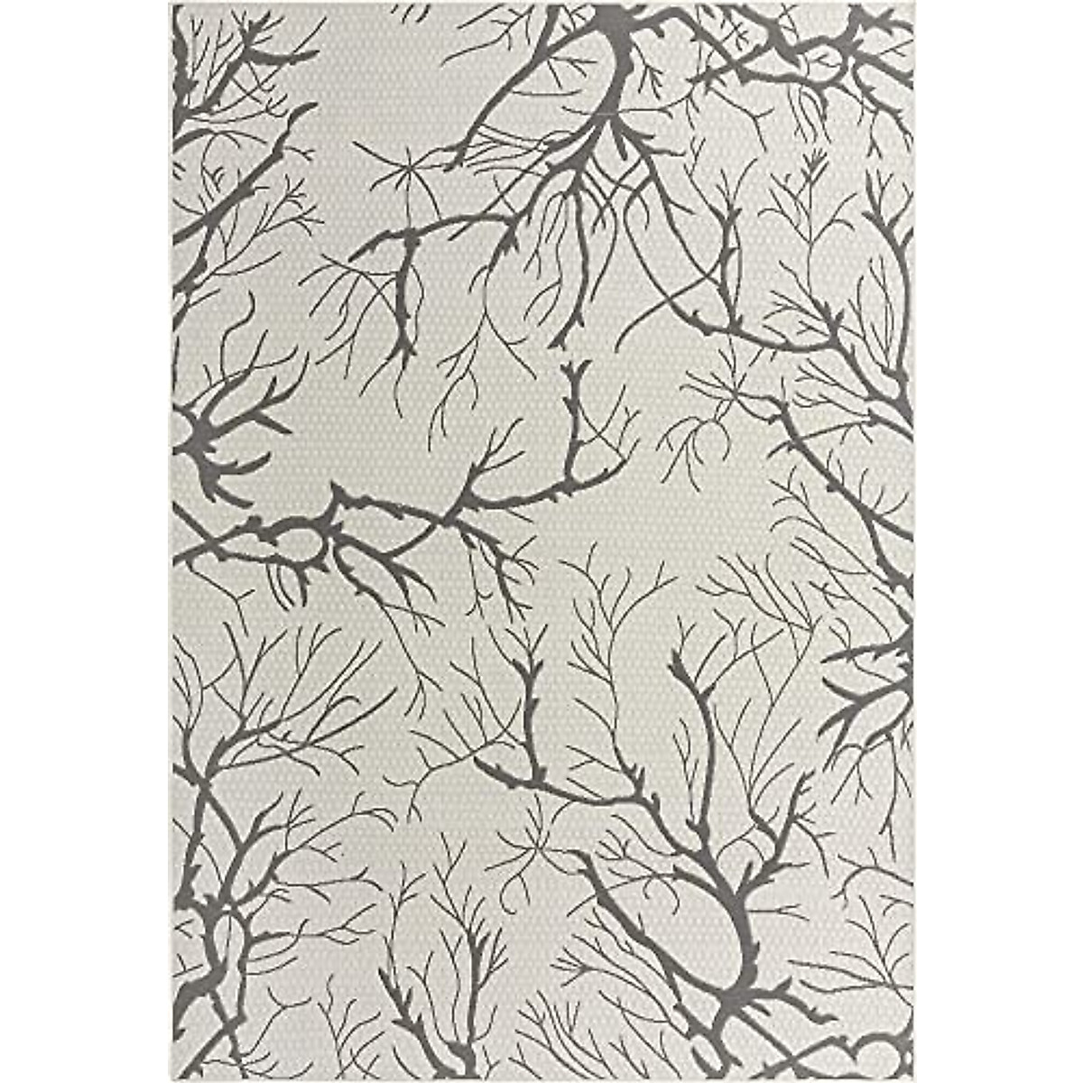 Unique Loom Outdoor Botanical Collection Area Rug - Branch (7' 1" x 10' Rectangle, Light Gray/ Gray)