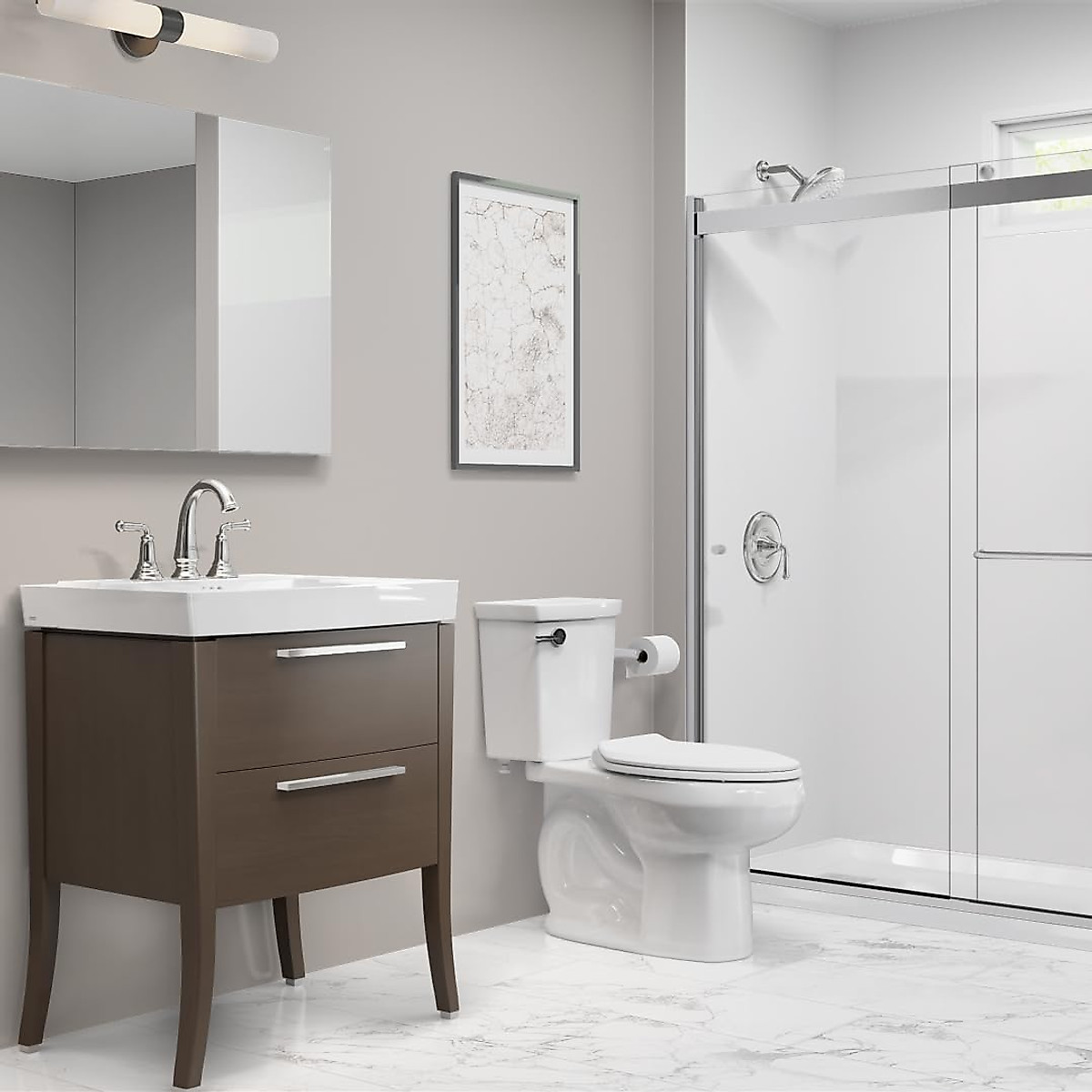 American Standard 606AA001.020 H2Optimum Two-Piece Toilet with Toilet Seat and Wax Ring, Elongated Front, Chair Height, White, 1.1 gpf